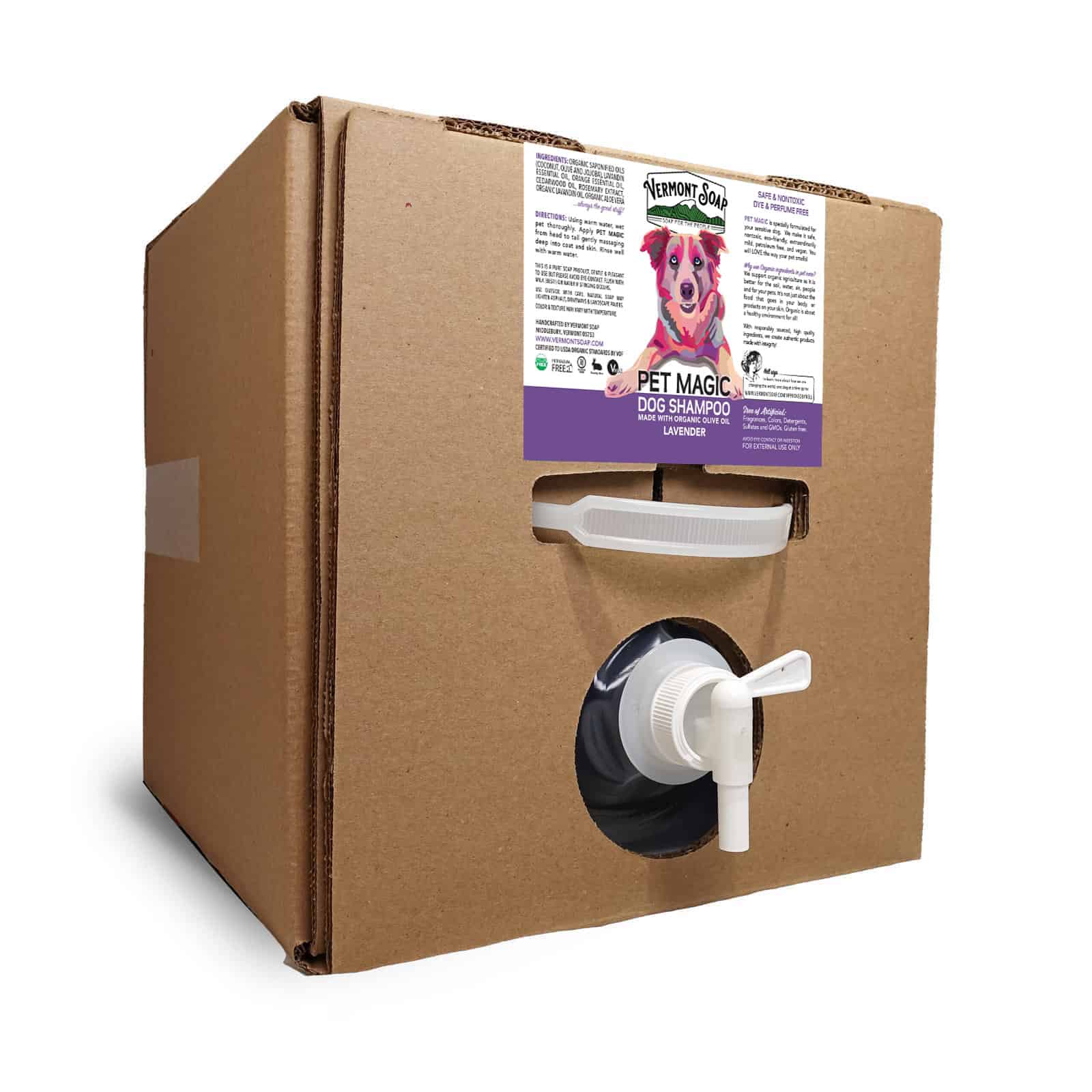 Lavender Pet Magic Dog Shampoo 5 Gallon Cubetainer - Vermont Soap